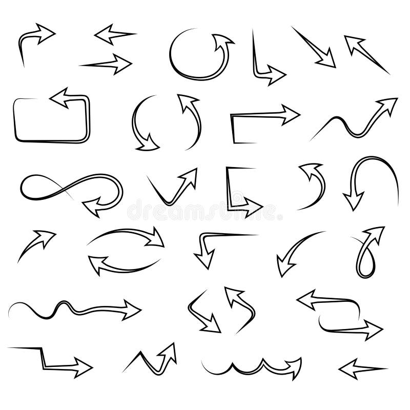 Hand drawn arrows set stock vector. Illustration of drawing - 160094158