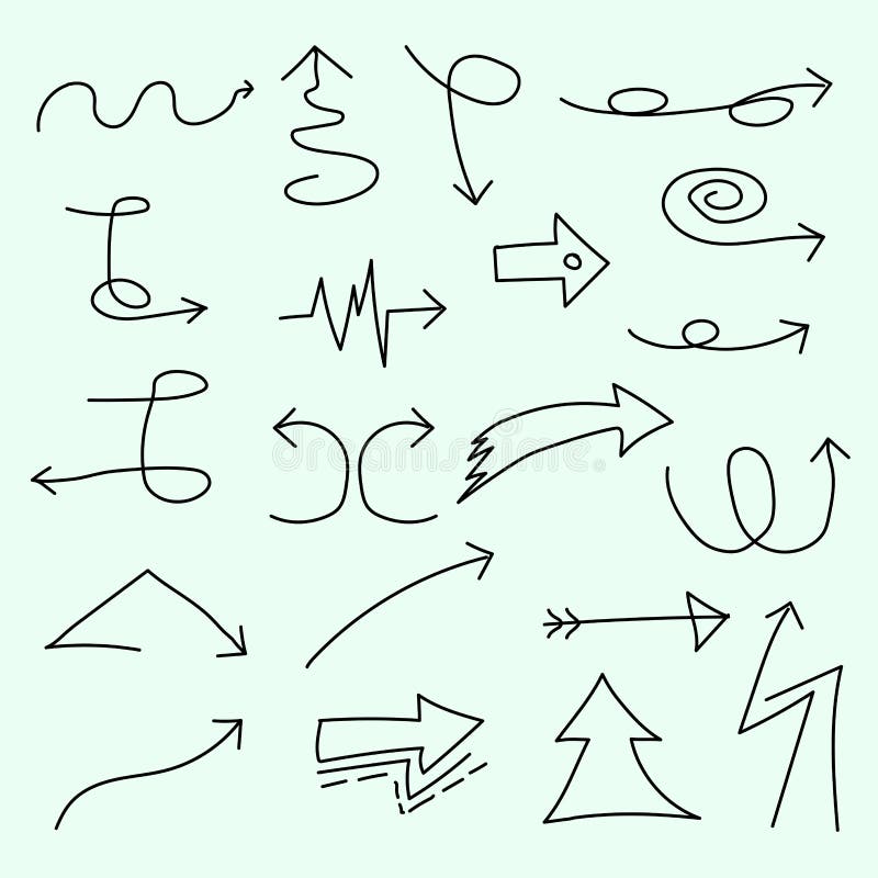 Hand Drawn Arrows Sign Icon Black Stock Vector - Illustration of design ...
