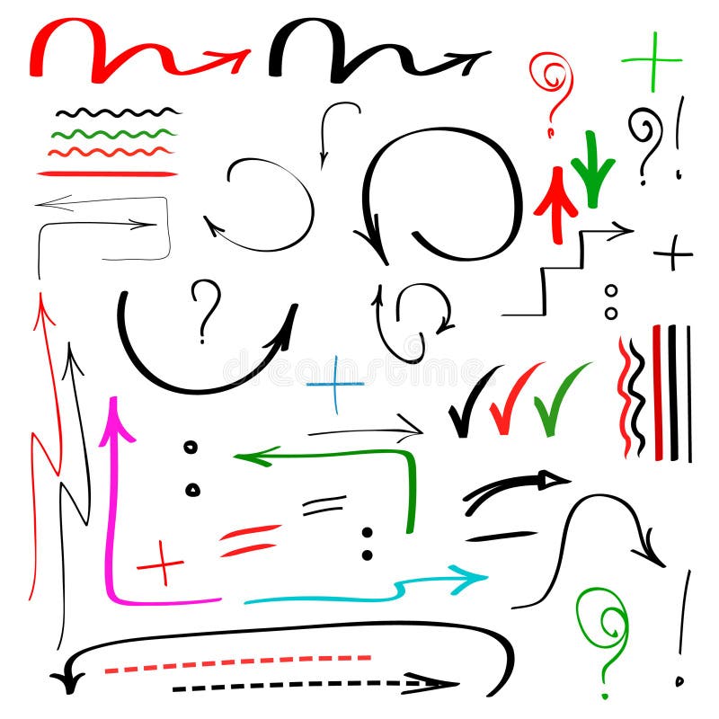 Hand Drawn Arrows, Signs & Marks Isolated Stock Illustration ...