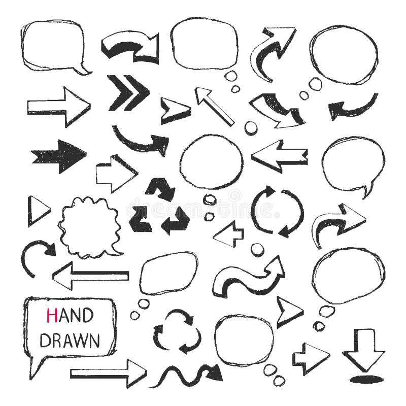 Hand Drawn Arrows and Speech Bubbles Stock Vector - Illustration of ...
