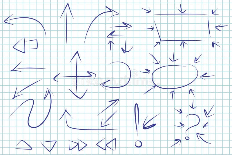 Hand Drawn Arrows Vector Icons Set Stock Vector - Illustration of line ...