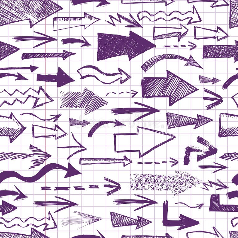 Seamless Background Arrows Handmade. Notebook in a Cage. Vector ...