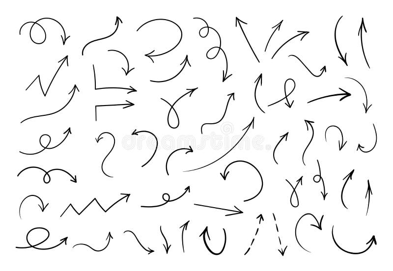 Hand Drawn Arrows Vector Set Of Different Dirrection Black Arrows Up