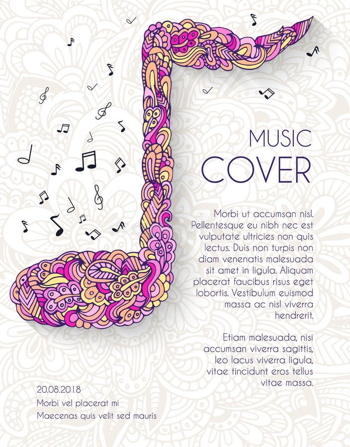 Hand Drawn Art Abstract Musical Notes Background. Vector Illustration ...