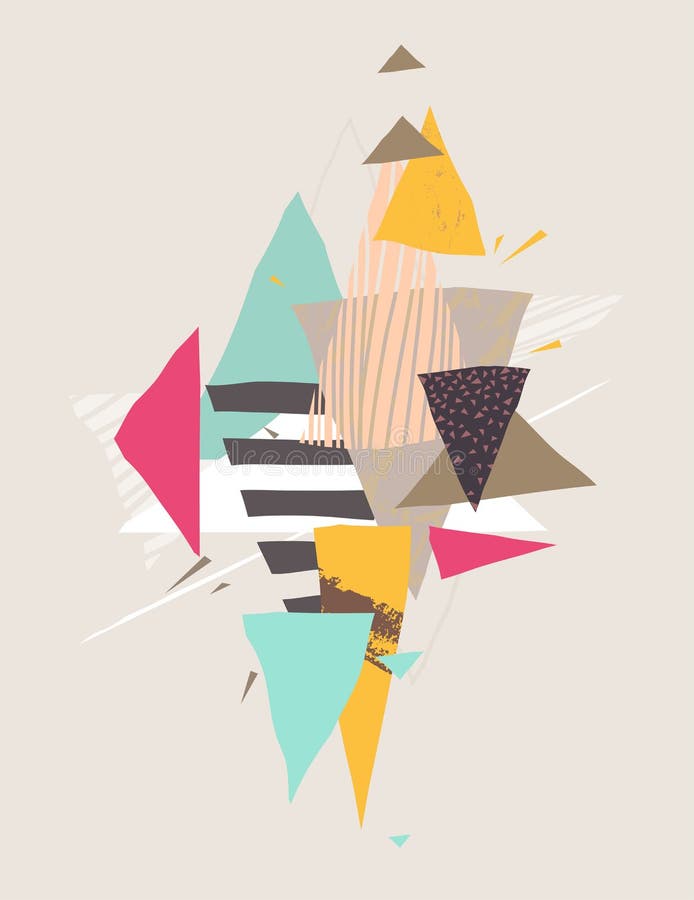 Hand Drawn Art Geometric Illustration. Abstract Colorful Collage Stock ...