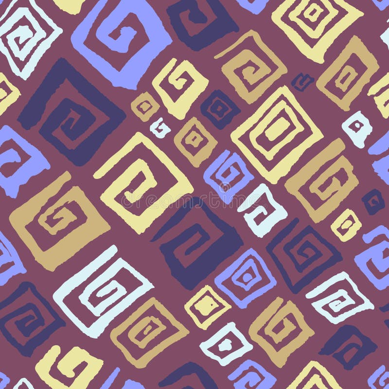 Hand Drawn Artistic Seamless Pattern with Abstract Simply Square Stock ...