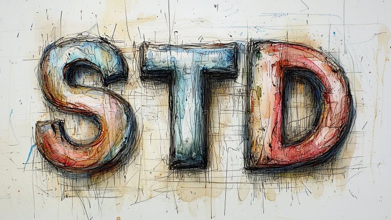 Hand Drawn Artistic STD Lettering with Colorful Textures Stock ...