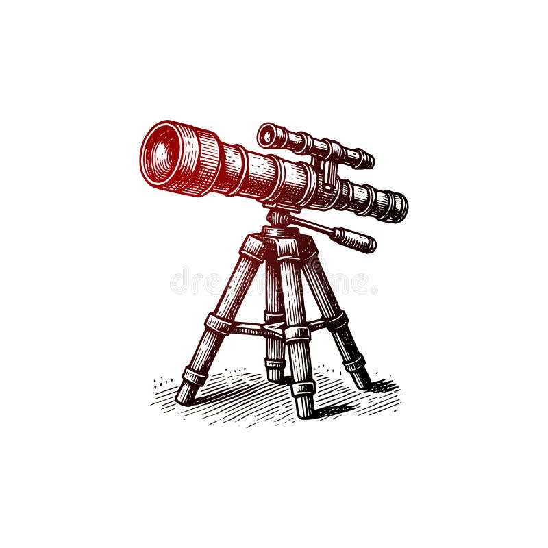 Hand Drawn of an Astronomical Telescope Design Stock Vector ...