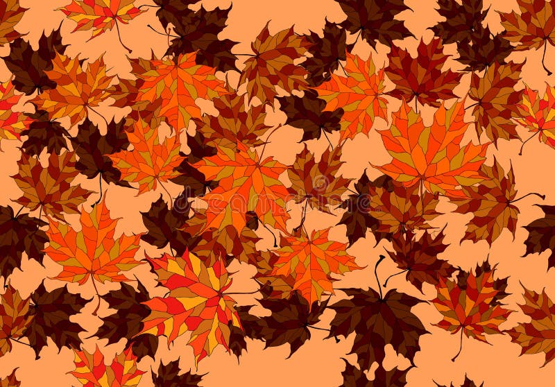 Hand Drawn Autumn Background with Beautiful Leaves . Stock Vector ...