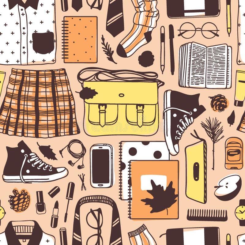 Hand Drawn Autumn Illustration. Creative Ink Art Work School Things ...