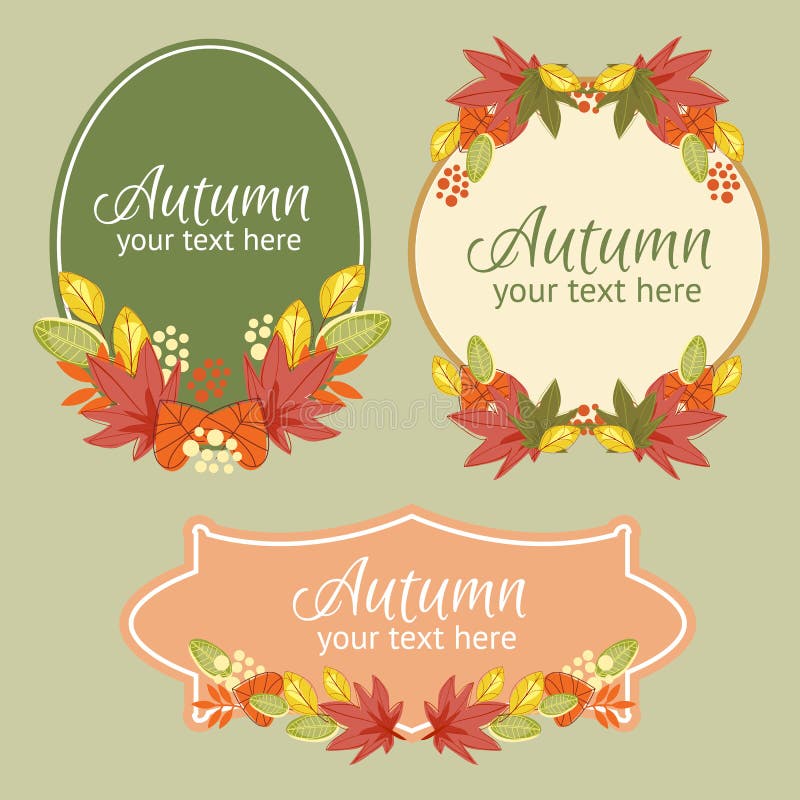 Hand Drawn Autumn Label Set Stock Vector - Illustration of november ...