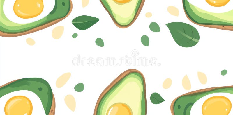Hand-drawn Avocado Toast Forms a Modern Seamless Pattern, Embodying the ...