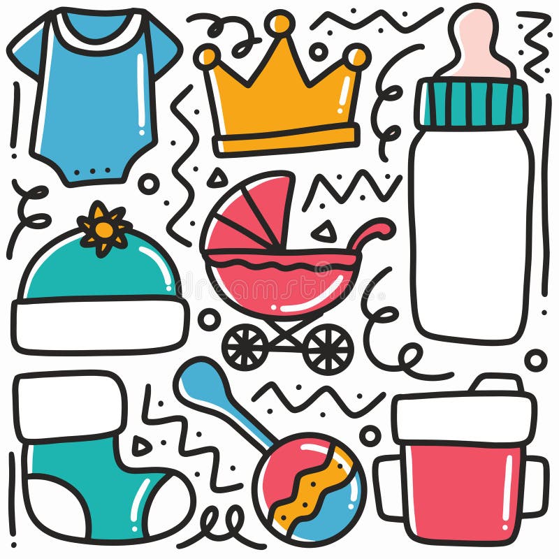 Baby Stuff Cartoon Icon Collection Stock Illustration - Illustration of ...