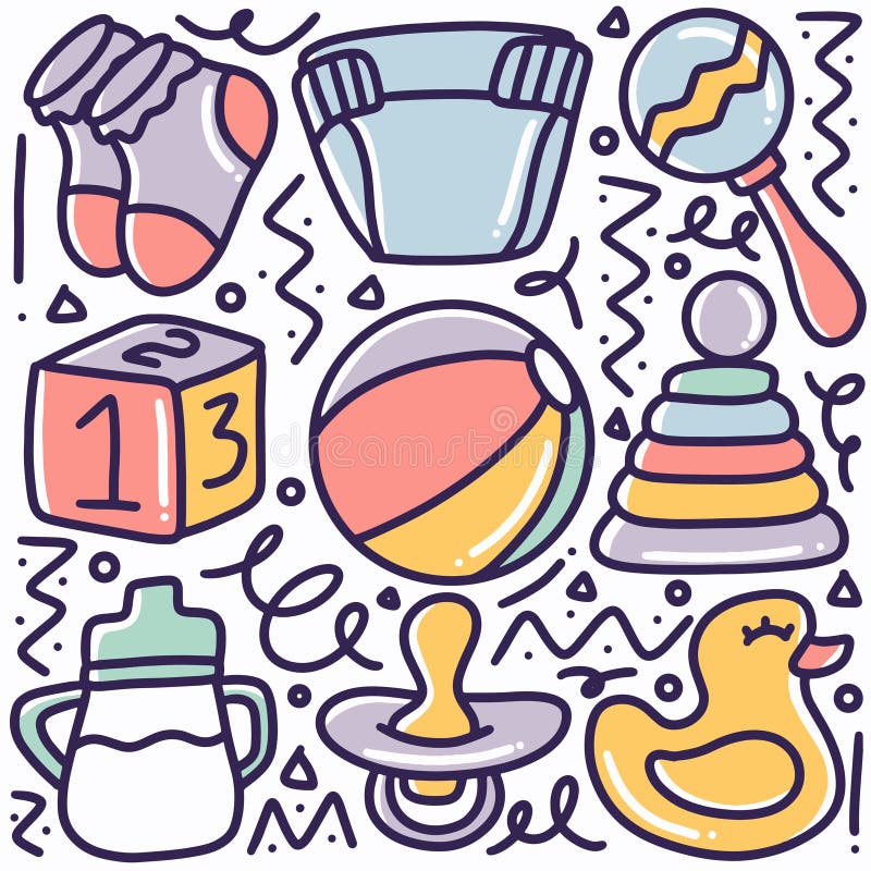 Baby Stuff Cartoon Icon Collection Stock Illustration - Illustration of ...