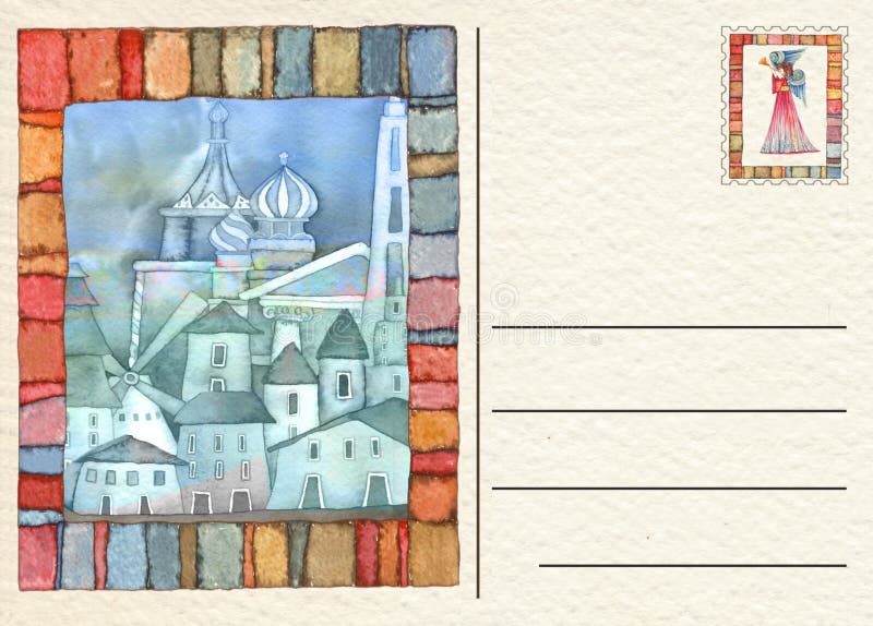 Hand drawn back postcard stock illustration. Illustration of paper ...