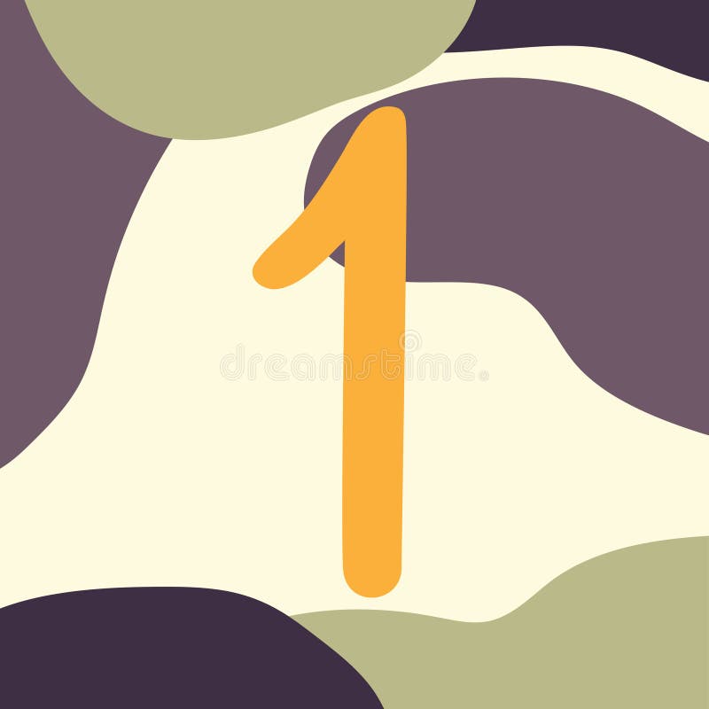 Hand Drawn Background with Number One and Abstract Shapes Stock Vector ...