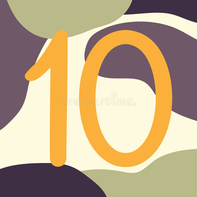 Hand Drawn Background with Number Ten and Abstract Shapes Stock Vector ...