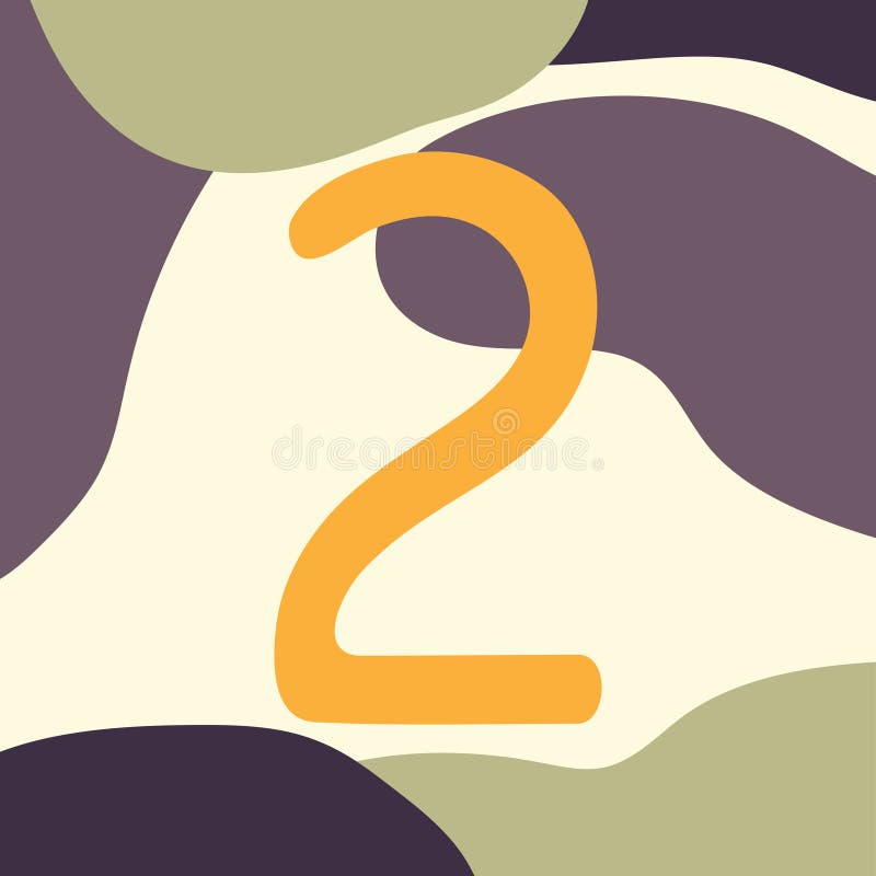 Hand Drawn Background with Number Two and Abstract Shapes Stock Vector ...