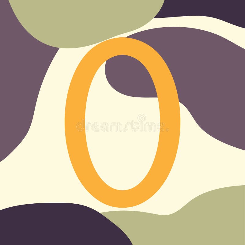 Hand Drawn Background with Number Zero and Abstract Shapes Stock Vector ...