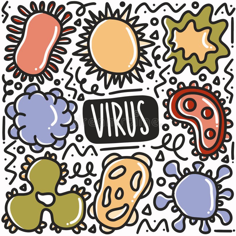 Hand Drawn Bacteria, Microbe and Virus. Icon Design Element, Art ...