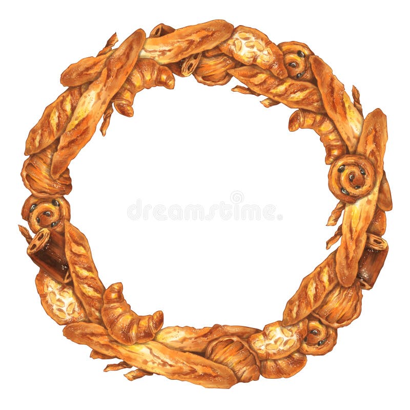 Hand Drawn Bakery Frame on White Background Stock Illustration ...