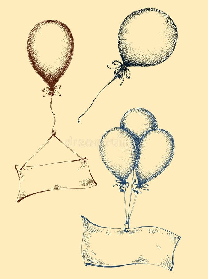 Hand Drawn Balloons Collection Stock Vector - Illustration of party ...