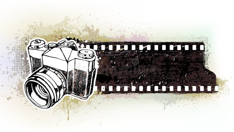 Hand-drawn Banner with Retro Camera Stock Vector - Illustration of ...