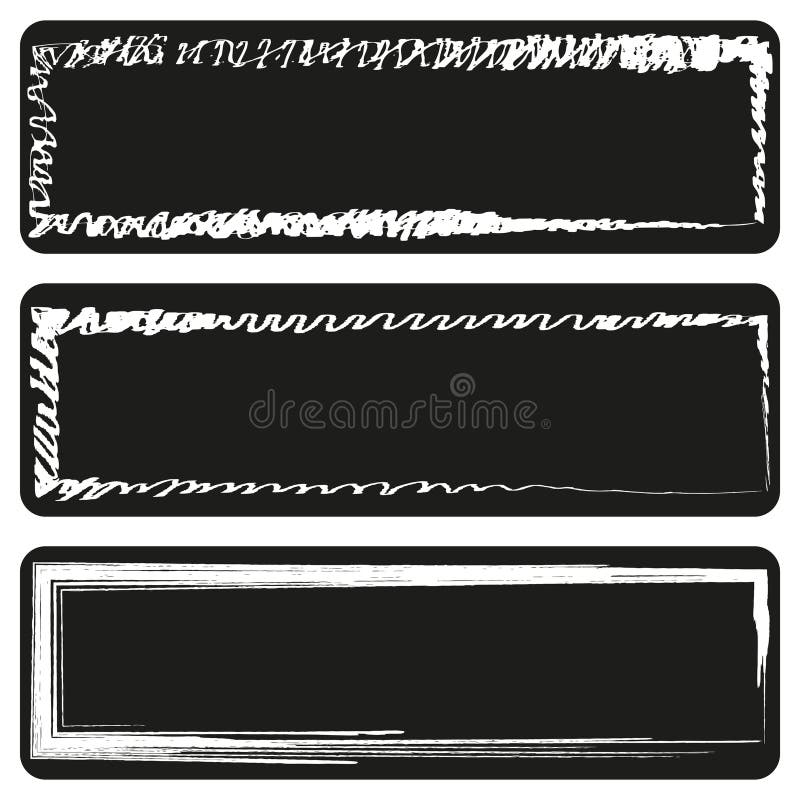 Hand Drawn Banners. Rough Chalk Texture. Black Rectangle Frames. Vector ...