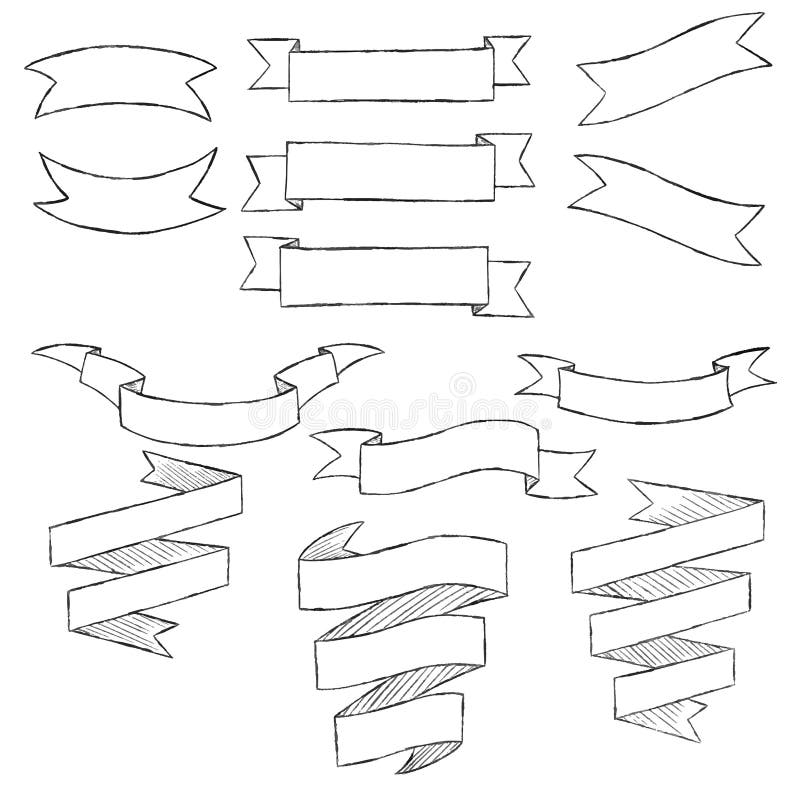 Hand drawn banners set stock vector. Illustration of design - 77469595