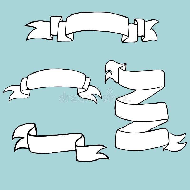 Hand-drawn Banners Set. Vector Illustration Isolated on White Stock ...