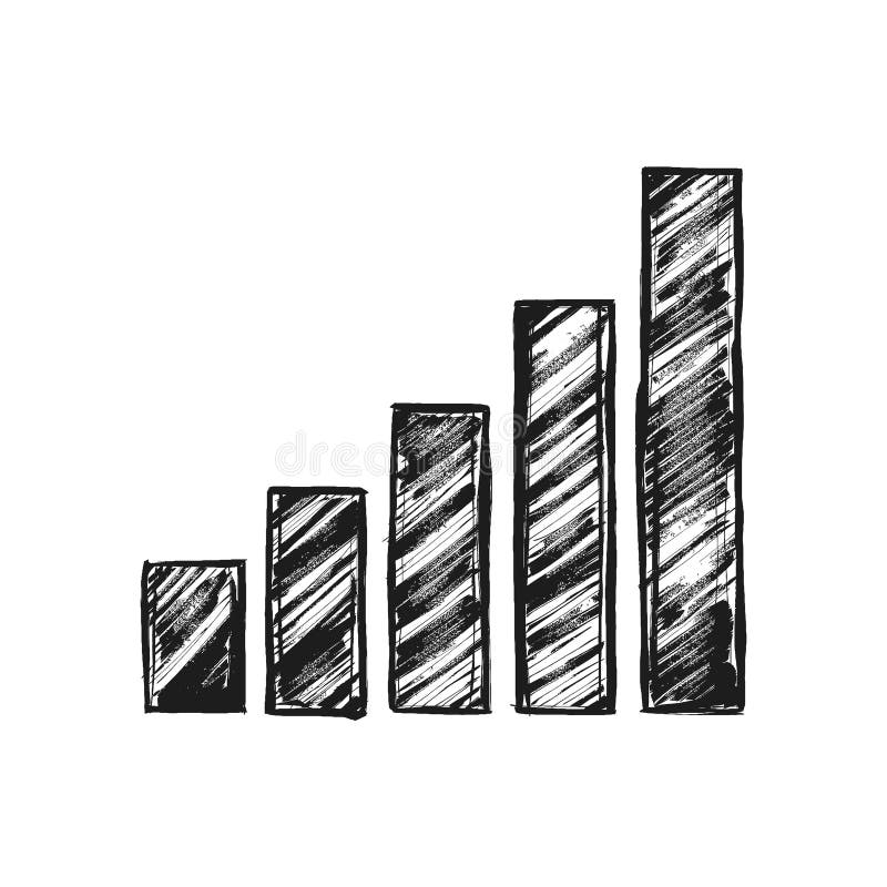 A Hand Drawn Bar Graph Illustration in Black and White, with the Bars ...