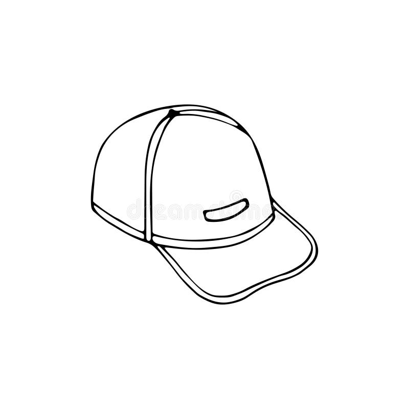 Hand-drawn Baseball Hat Outline Doodle Icon. Stock Vector ...