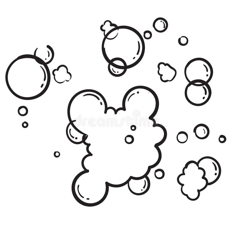 Hand Drawn Bath Foam Soap with Bubbles Isolated. Shampoo and Soap Foam ...