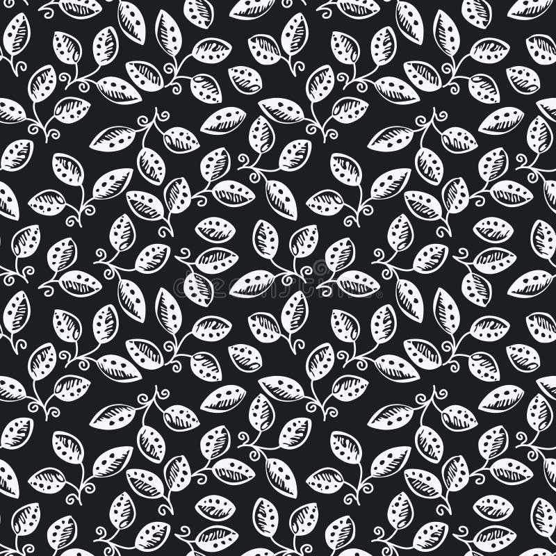 Hand Drawn Batik Leaves Pattern Stock Vector - Illustration of textile ...