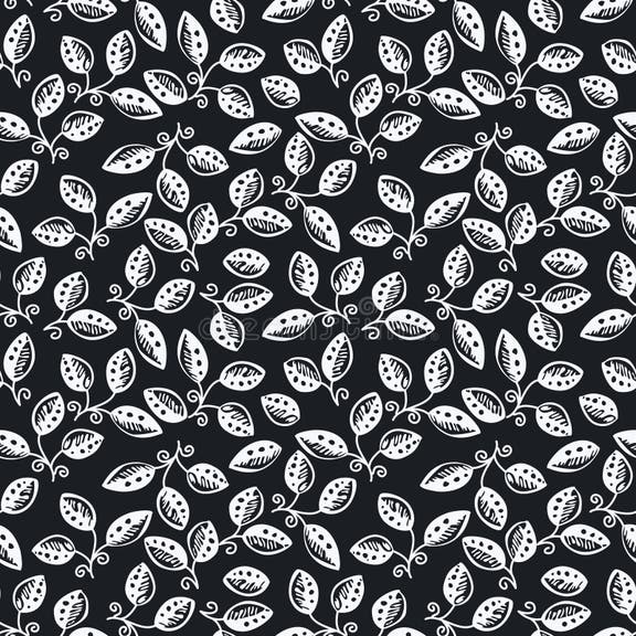 Hand Drawn Batik Leaves Pattern Stock Vector - Illustration of textile ...