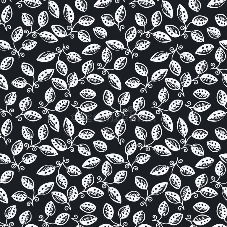 Hand Drawn Batik Leaves Pattern Stock Vector - Illustration of textile ...