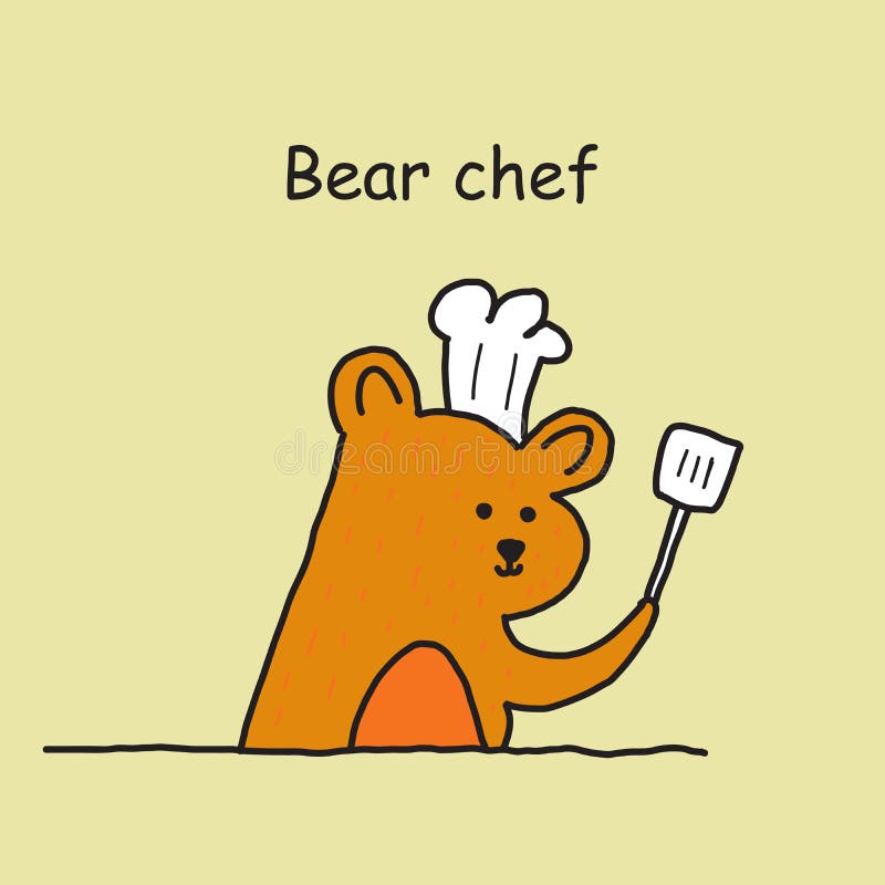 Hand Drawn Bear Cooking Cartoon Stock Vector - Illustration of label ...