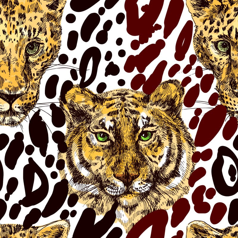 Hand Drawn Beautiful Seamless Pattern World Tropics. Stock Vector ...