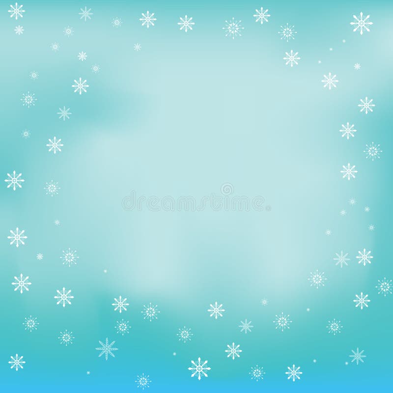 Hand Drawn Beautiful Snowflake Round Frame on Blue Gradient Background ...