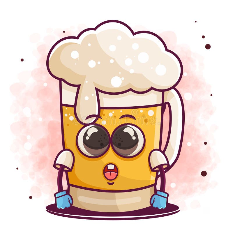 Hand Drawn Beer Cartoon Illustration Stock Vector - Illustration of ...