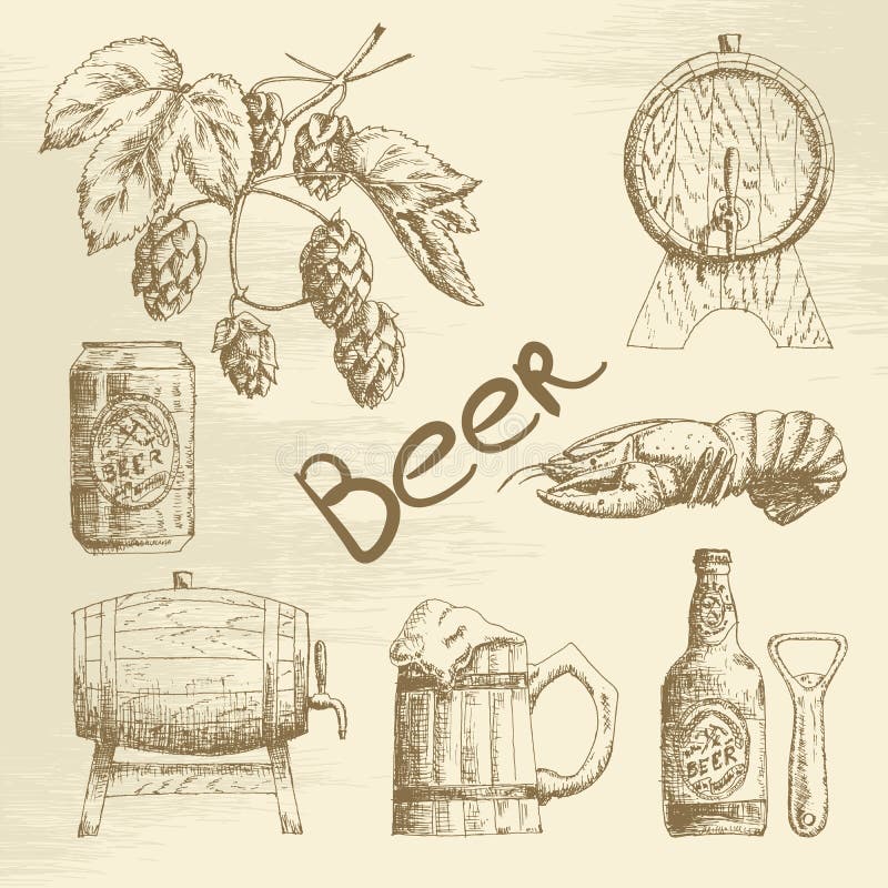 Hand drawn beer sketch stock vector. Illustration of bottle - 43174180