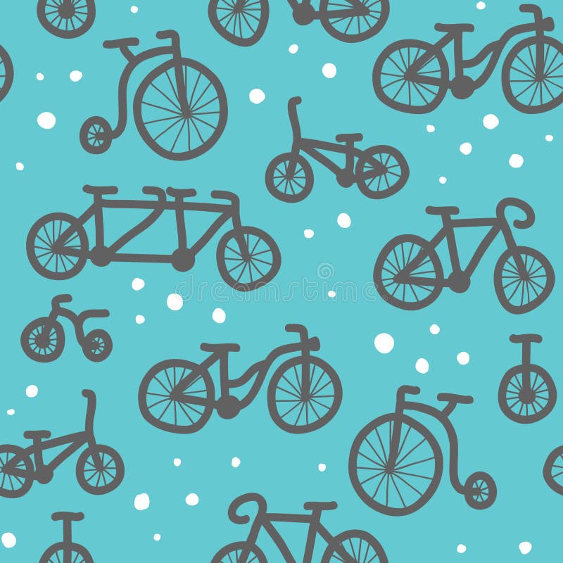 Hand drawn bicycle pattern stock vector. Illustration of classic - 46996438