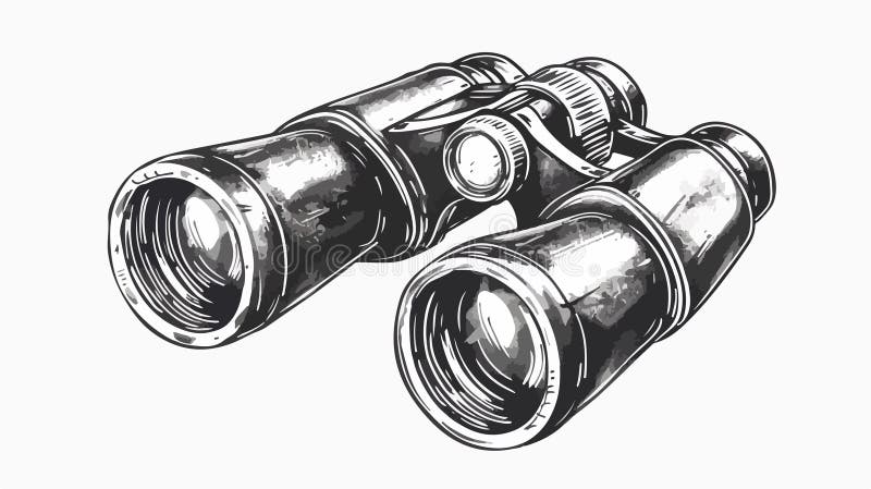 Hand-Drawn Binoculars Sketching Style on White Background Stock Vector ...