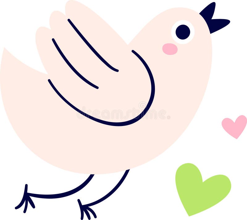Hand Drawn Bird with Hearts Stock Vector - Illustration of drawing ...