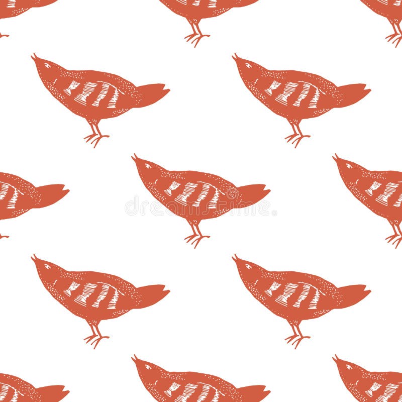 Hand Drawn Bird Pattern Seamless. Stock Illustration - Illustration of ...