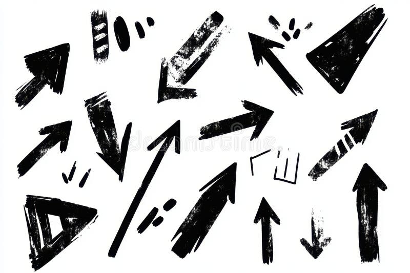 HandDrawn Black Arrow Designs for Creative Projects and Artwork Stock ...