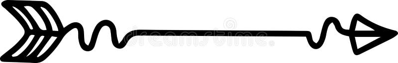 Hand Drawn Black Arrow Pointing Right, Featuring a Playful Squiggly ...