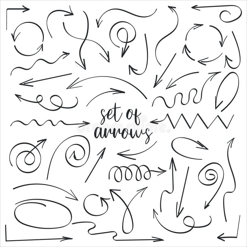 Set of Hand Drawn Decorative Arrows in Chalk Style Stock Illustration ...