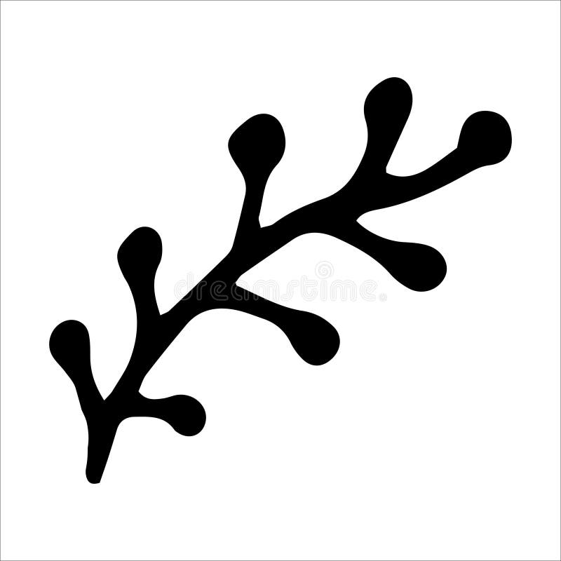 Hand Drawn Black Branch Doodle Vector Illustration Isolated on White ...