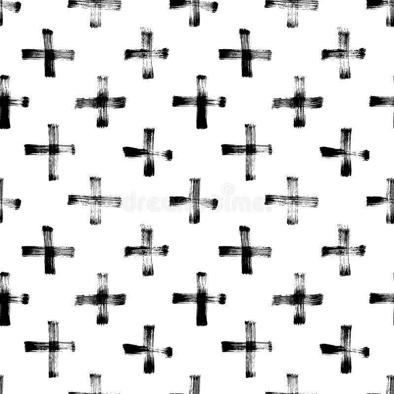 Hand Drawn Black Crosses Vector Seamless Pattern. Stock Vector ...